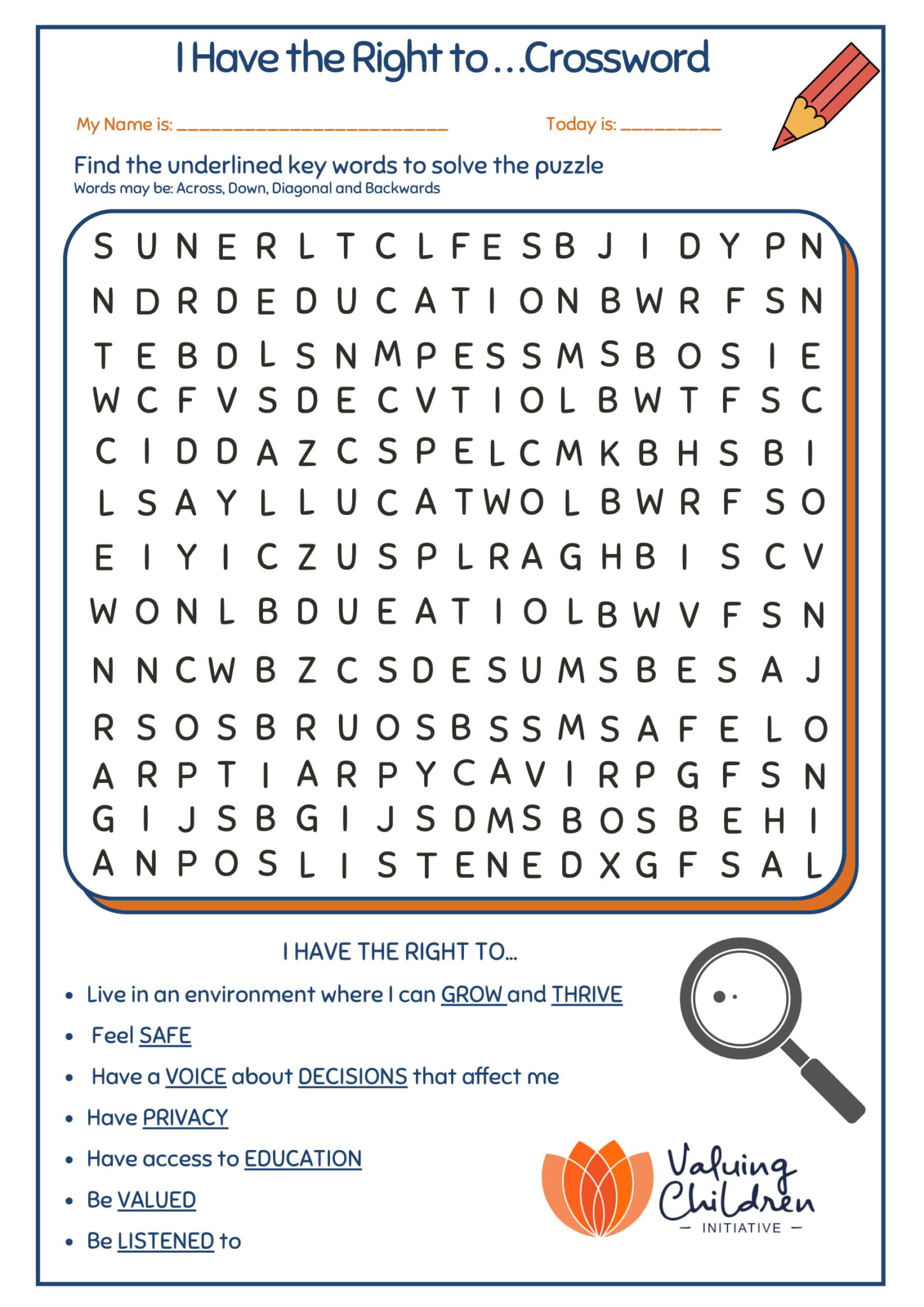 Human Rights Word Search Printable - Word Search Maker